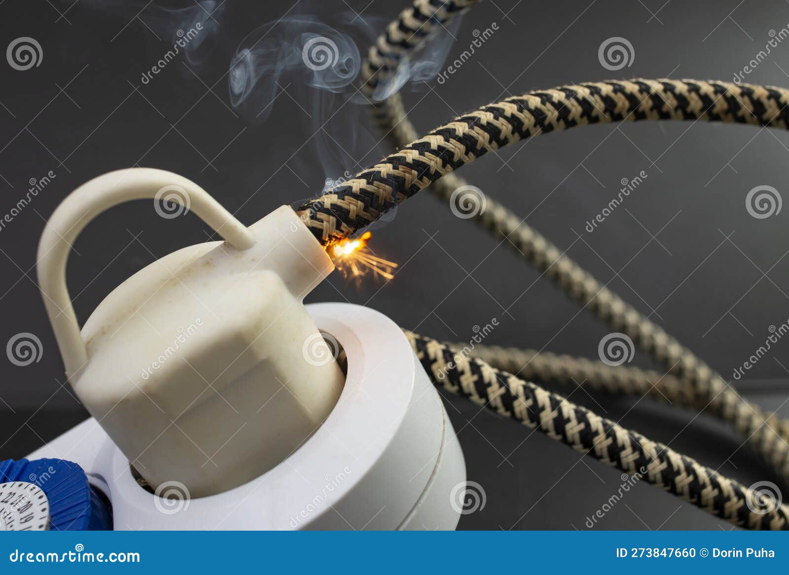Flame Smoke and Sparks on an Electrical Cable with Fabric Insulation ...