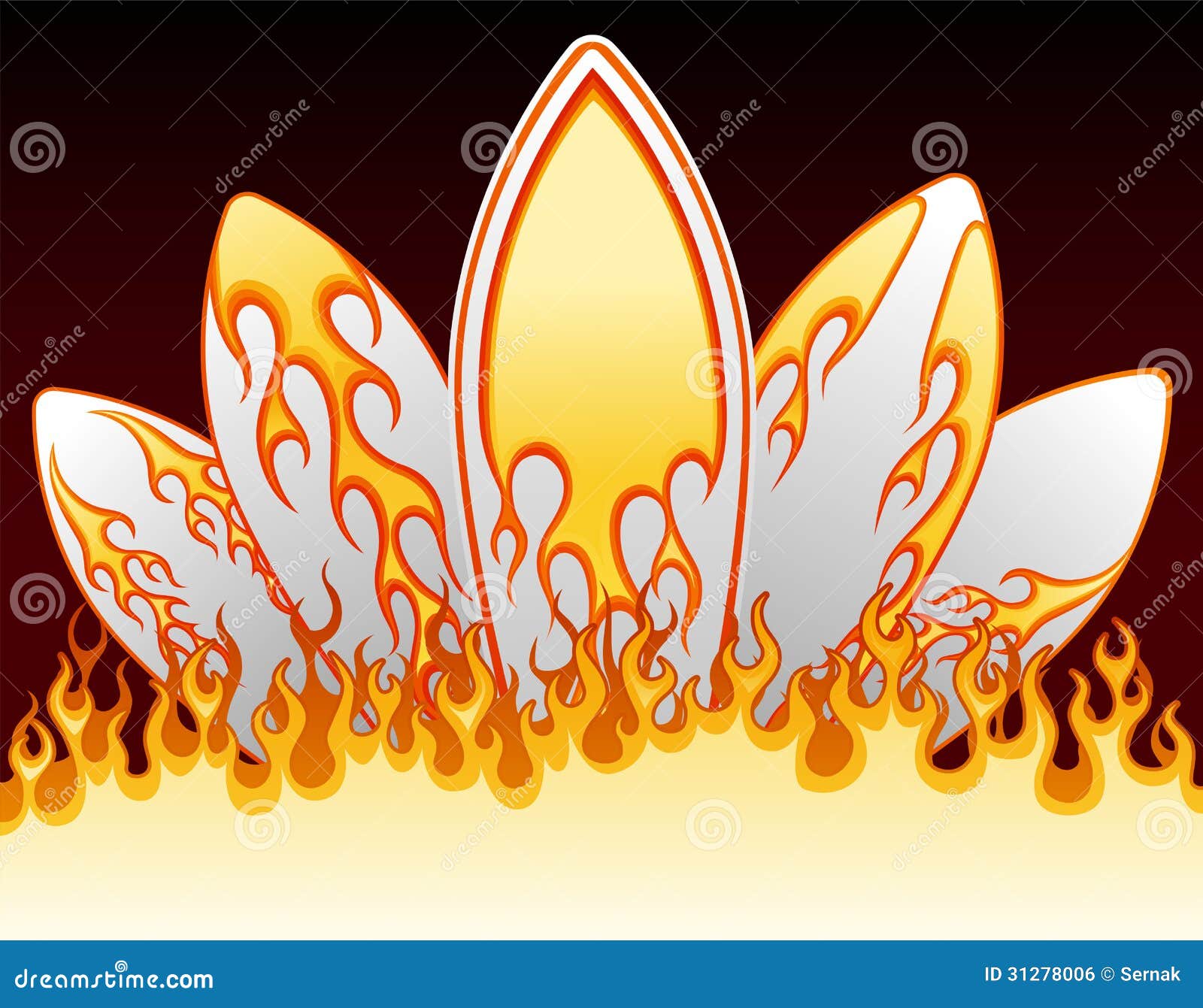 Flame surf boards design stock vector. Illustration of inferno - 31278006