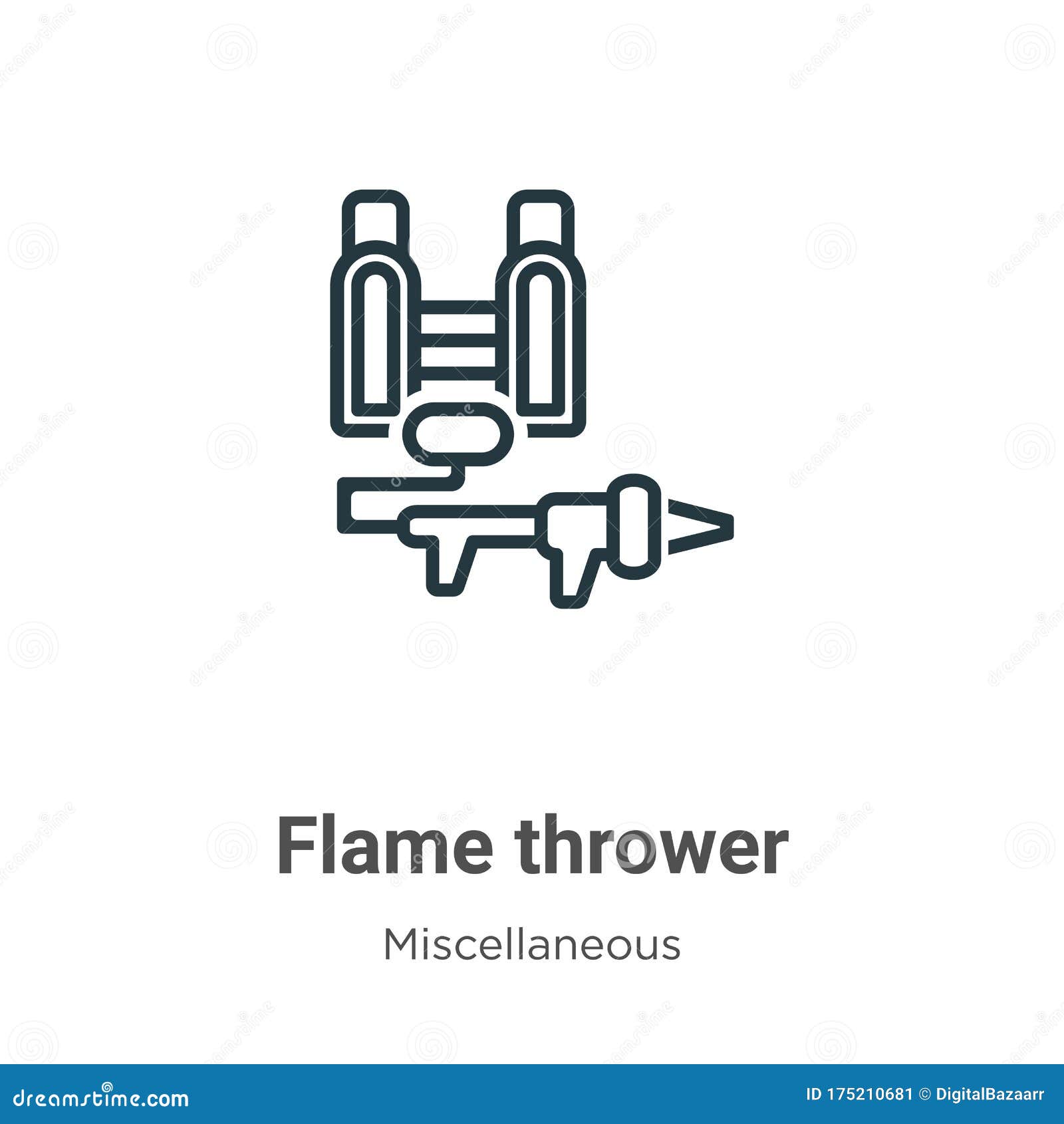 Flame Thrower Outline Vector Icon. Thin Line Black Flame Thrower Icon, Flat Vector Simple ...