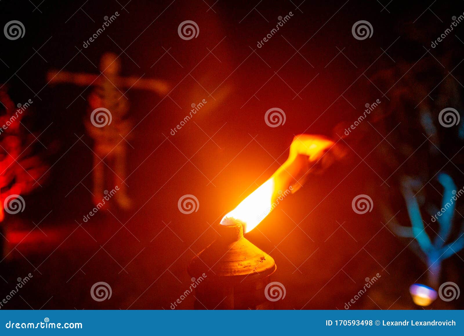 Flame on the Torch during Halloween Party Night Stock Photo - Image of ...