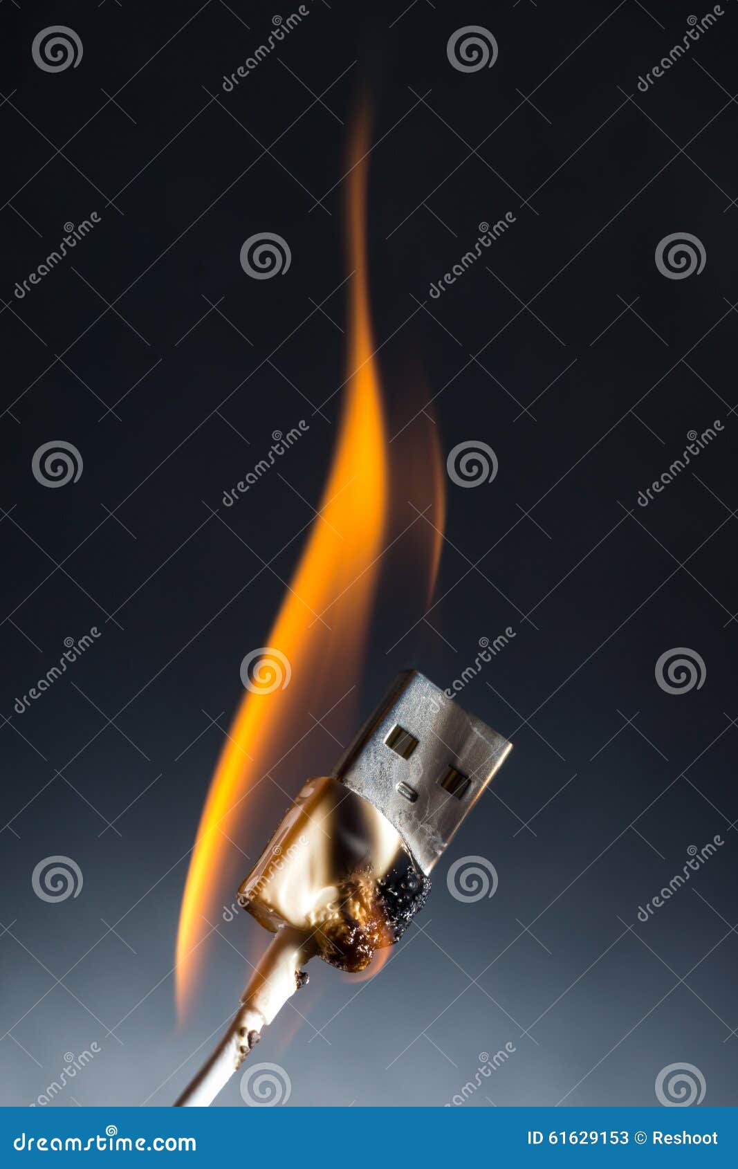 Flame at USB cable stock image. Image of cable, connect - 61629153