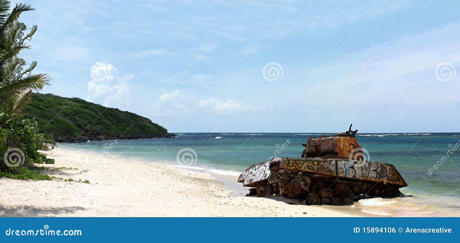 Flamenco Beach Army Tank stock photo. Image of rican - 15894106