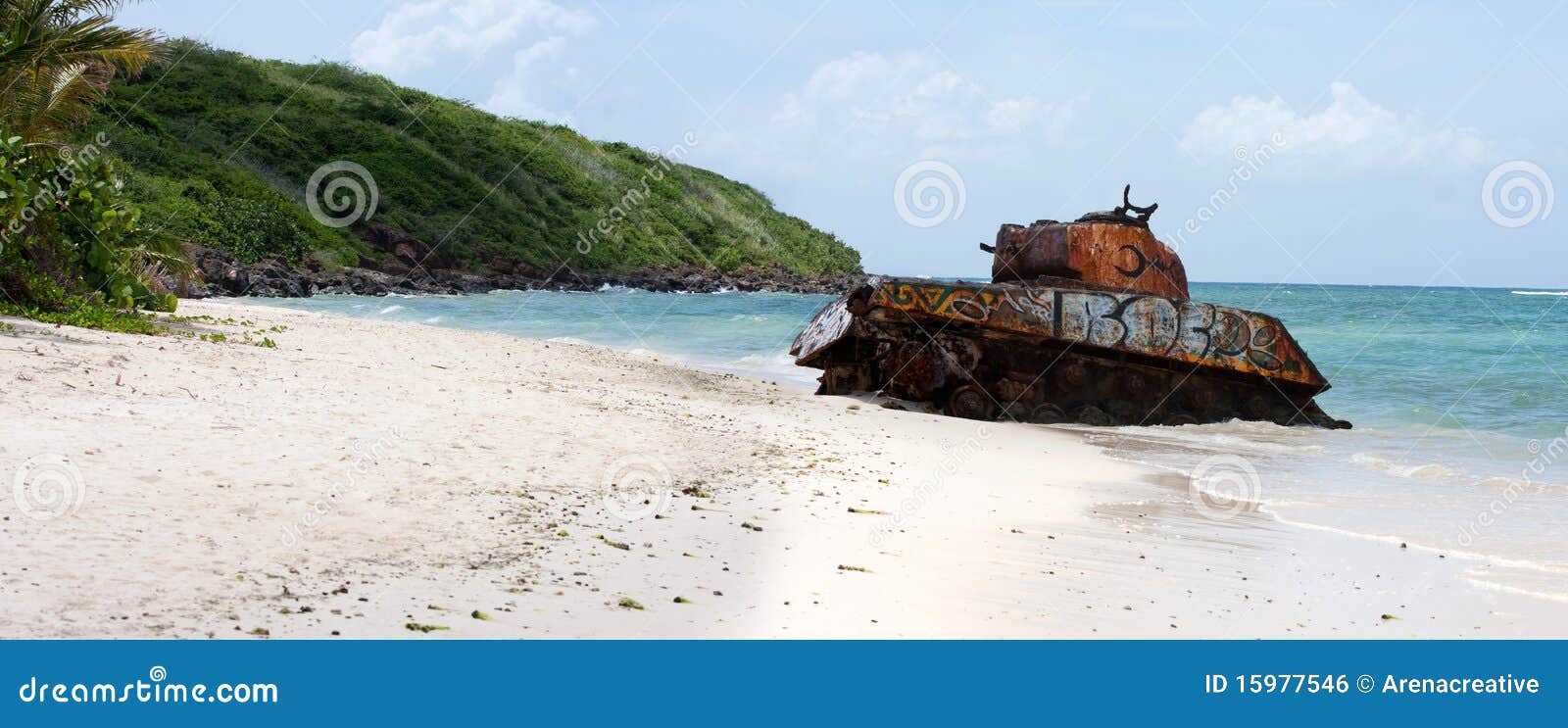 Flamenco Beach Army Tank stock photo. Image of clear - 15977546