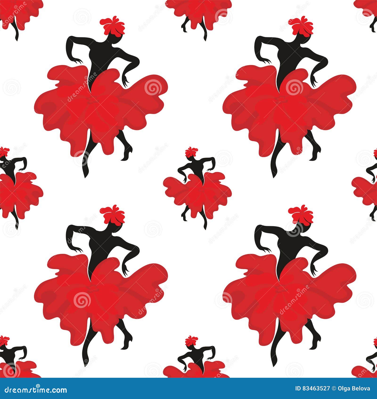 Flamenco Dance Seamless Pattern Stock Vector - Illustration of styled ...