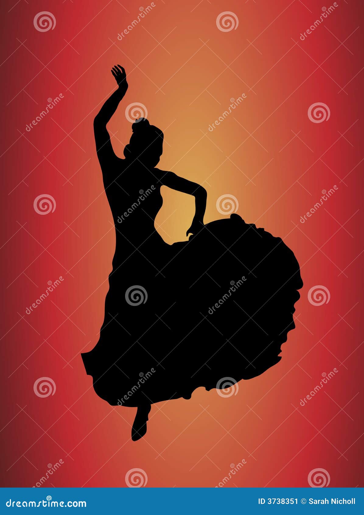 Flamenco Dancer Sexy Silhouette Beautiful Spanish Woman In Red Long