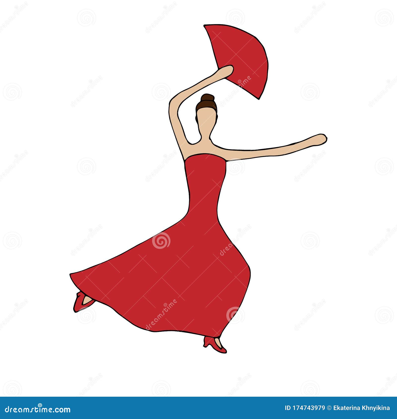 Flamenco Dancer with a Fan in Her Hand, Vector Illustration Stock ...