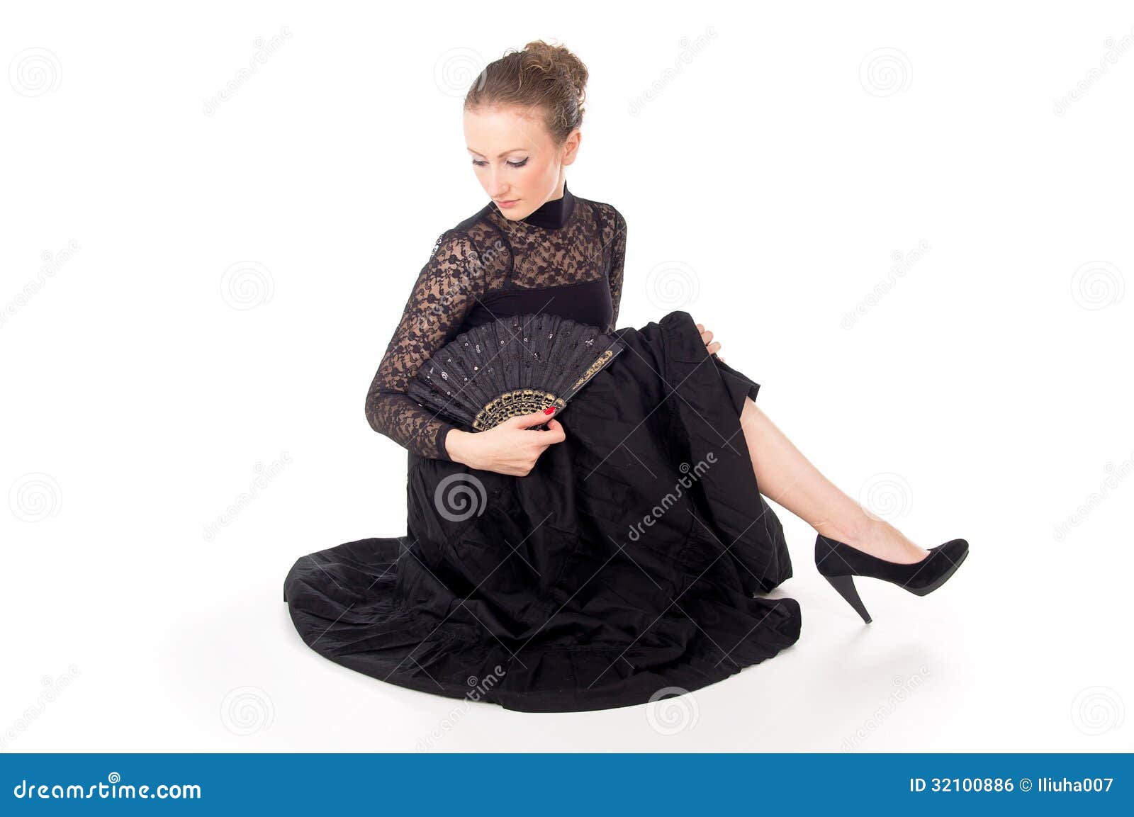 Flamenco Dancer Girl with a Red Rose Stock Photo - Image of dress ...