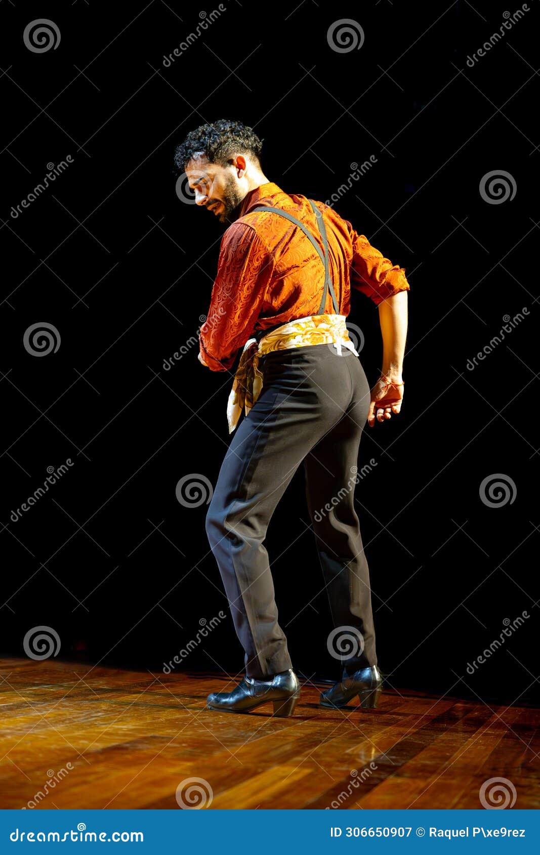 Flamenco Dancer in a Moment of Reflective Posture, Copy Space Stock ...