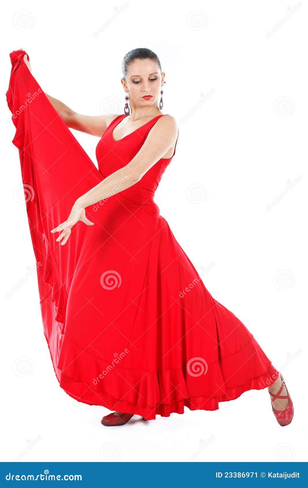 Flamenco Dancer in Red Dress Stock Image - Image of ethnicity, facial ...