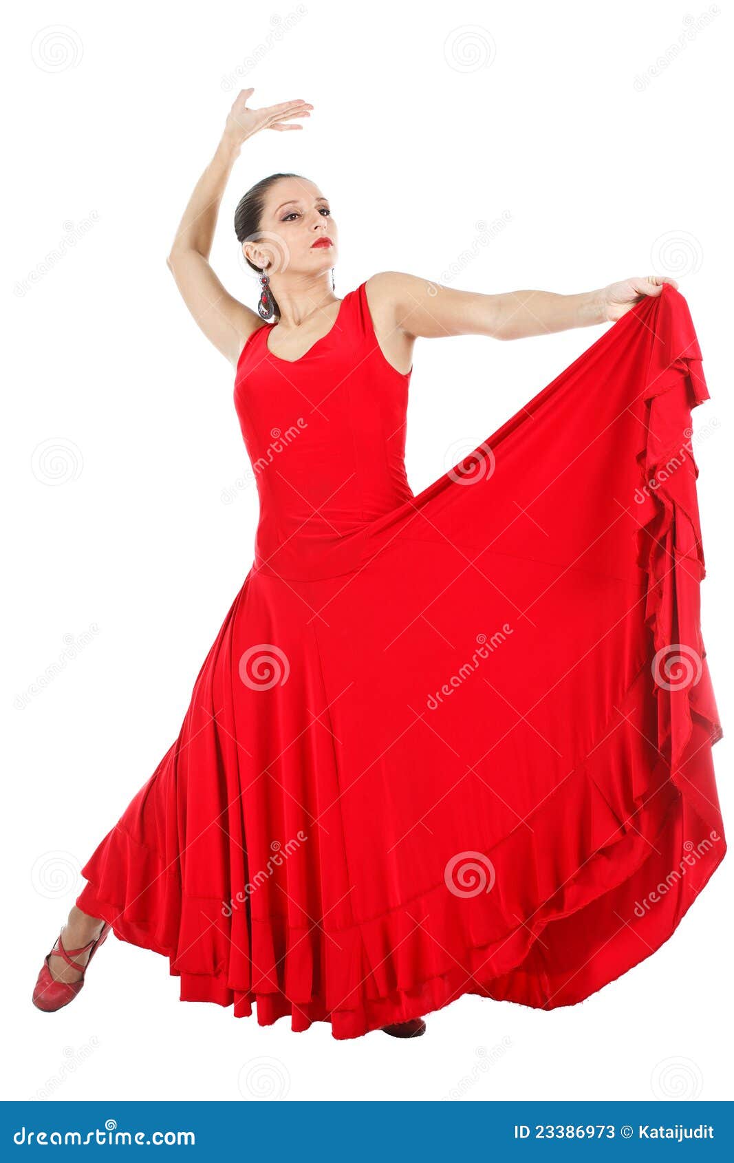 Flamenco Dancer in Red Dress Stock Image - Image of dress, beautiful ...
