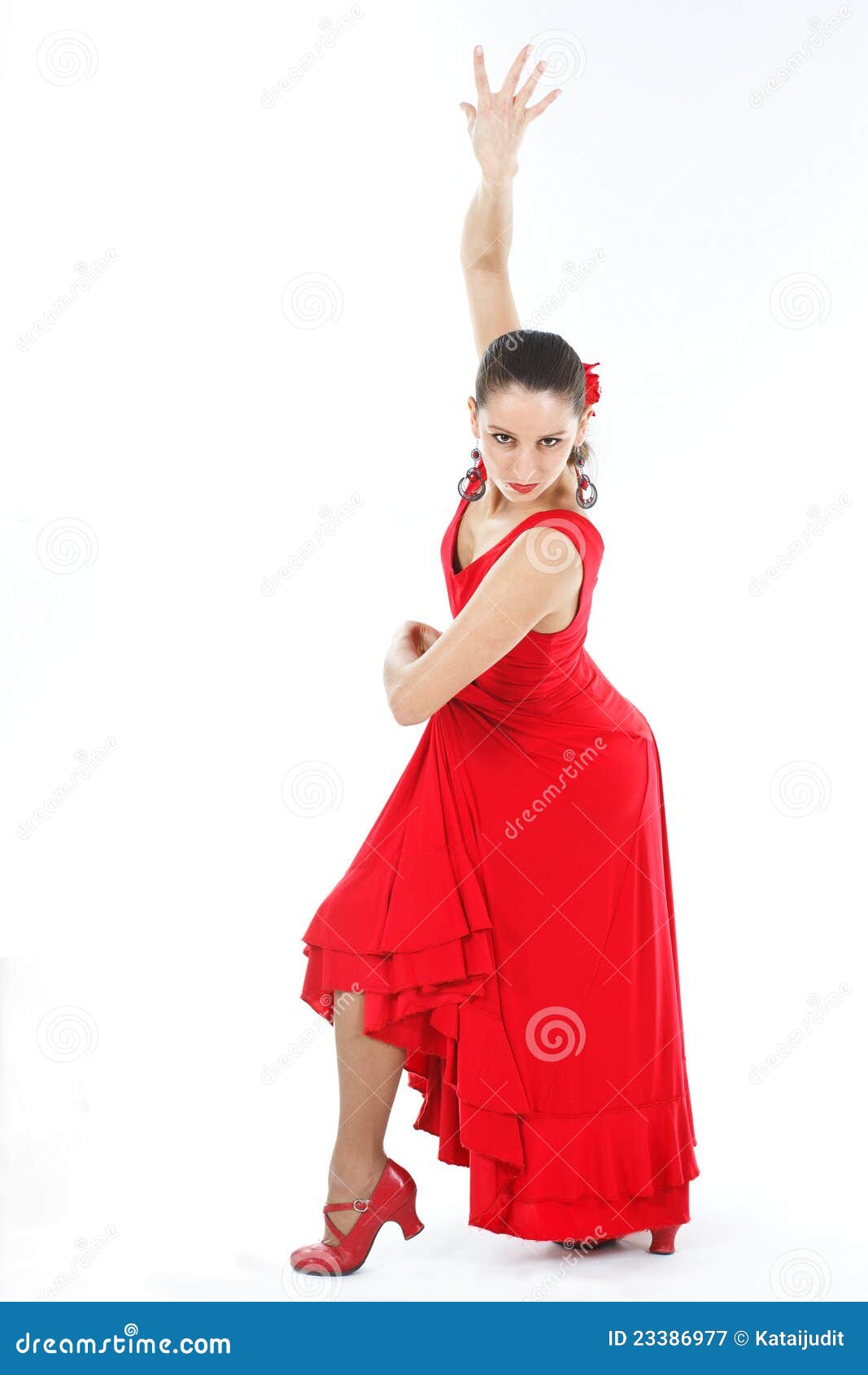 Flamenco Dancer in Red Dress Stock Image - Image of dress, beautiful ...