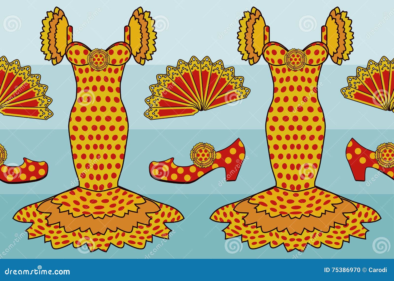 Seamless Flamenco Dancer Pattern. Cartoon Vector | CartoonDealer.com ...