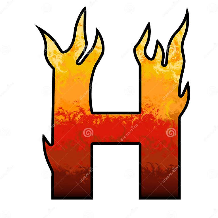 Flames Alphabet Letter H stock illustration. Illustration of burning ...
