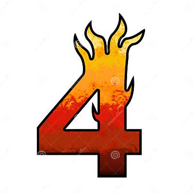 Flames Alphabet Number 4 Four Stock Illustration - Illustration of ...
