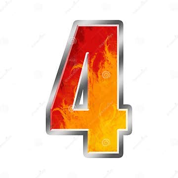 Flames Alphabet Number 4 Four Stock Illustration - Illustration of ...