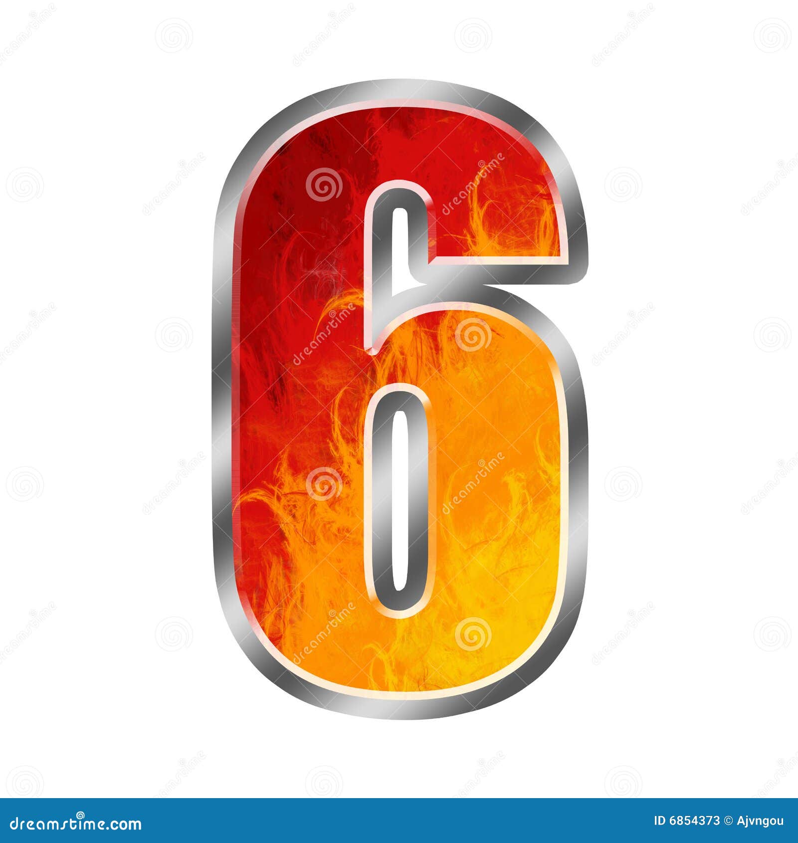 Flames Alphabet Number 6 Six Stock Illustration - Illustration of ...