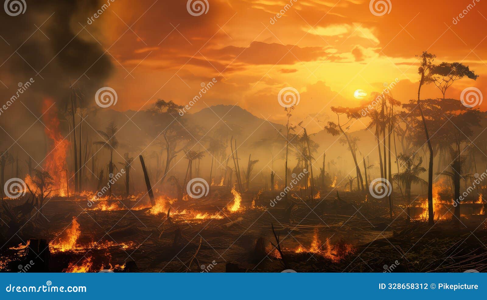 Flames Amazon Rainforest Fire Stock Illustration - Illustration of ...