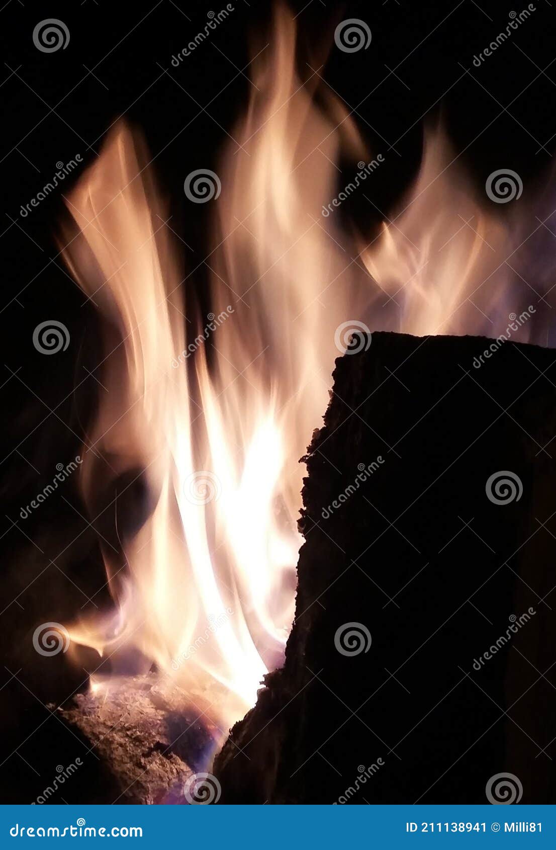 Flames behind a stump stock image. Image of flame, screenshot - 211138941