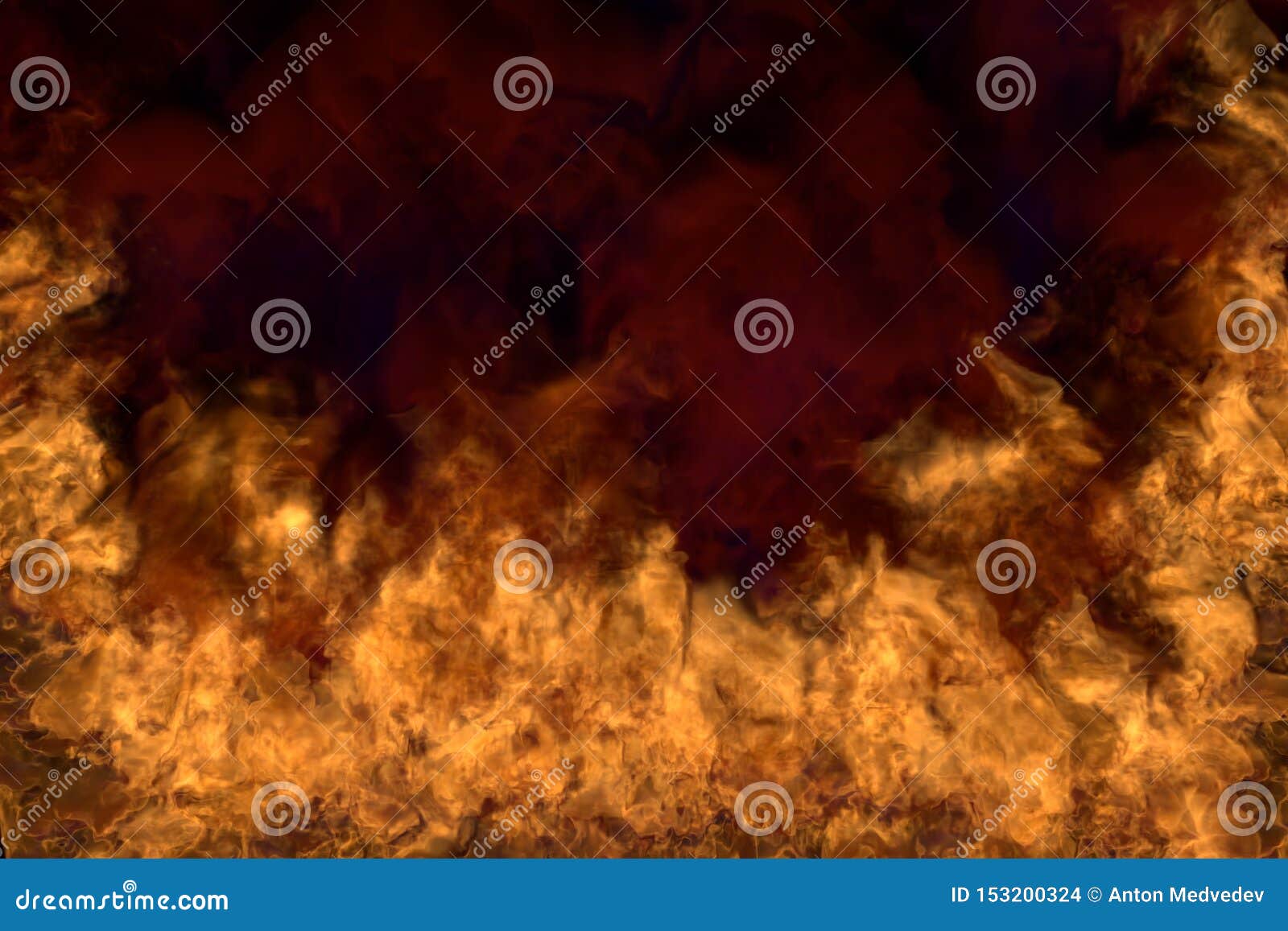 Flames from Both the Corners and Bottom - Fire 3D Illustration of ...