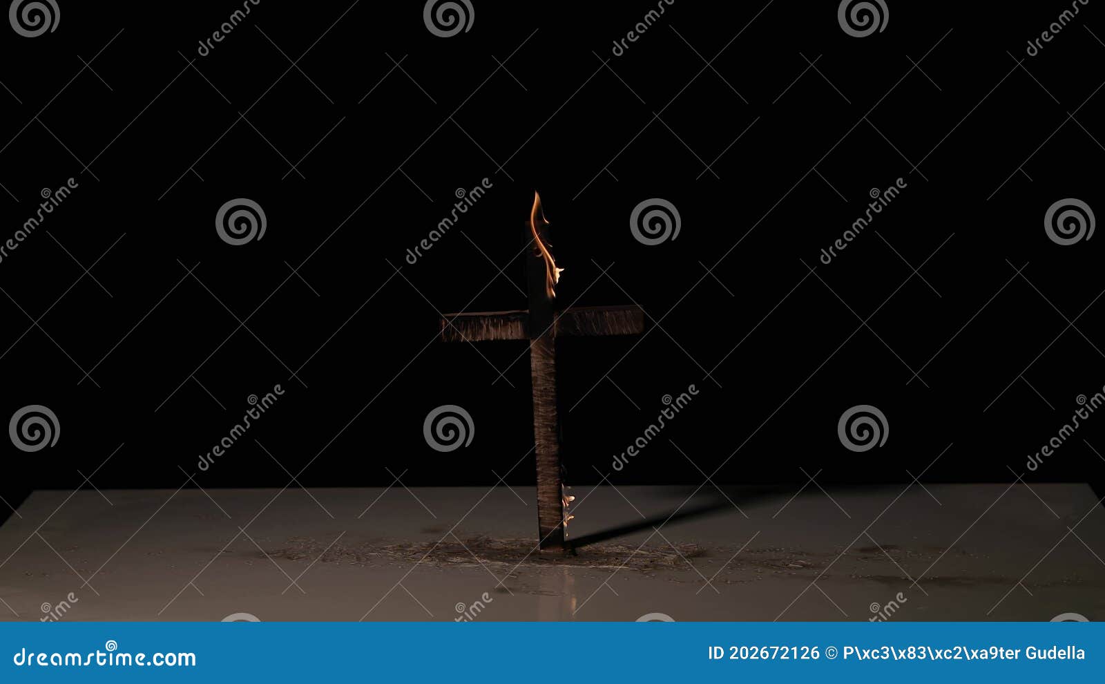 Black Burnt Cross with Flames Stock Footage - Video of darkness, evil ...