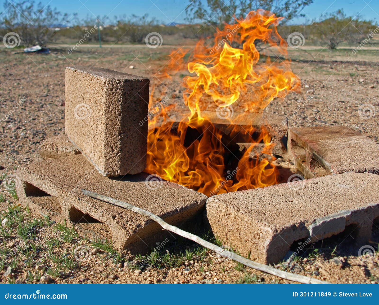 Fire Pit Flames Burning Outdoors Stock Image - Image of orange ...