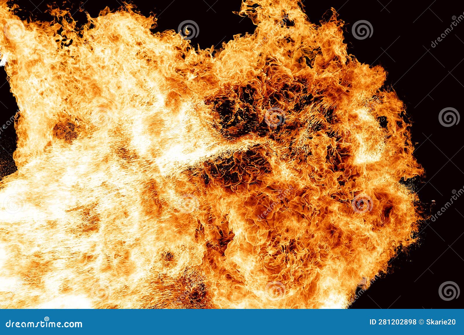Flames Caused by the Explosion of the Oil. Demonstration of Water on ...