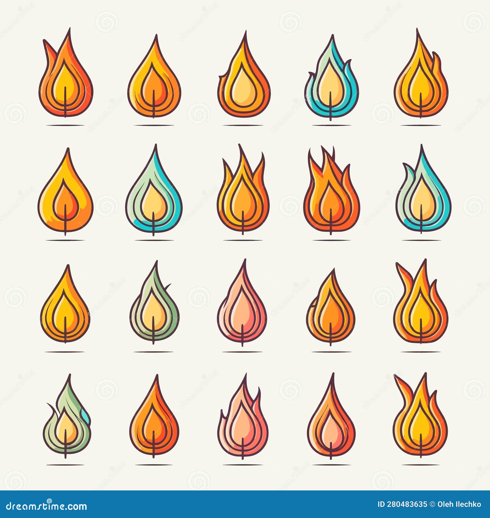 Flames Collection Vector Set Isolated Illustration Stock Vector - Illustration of fire, danger ...