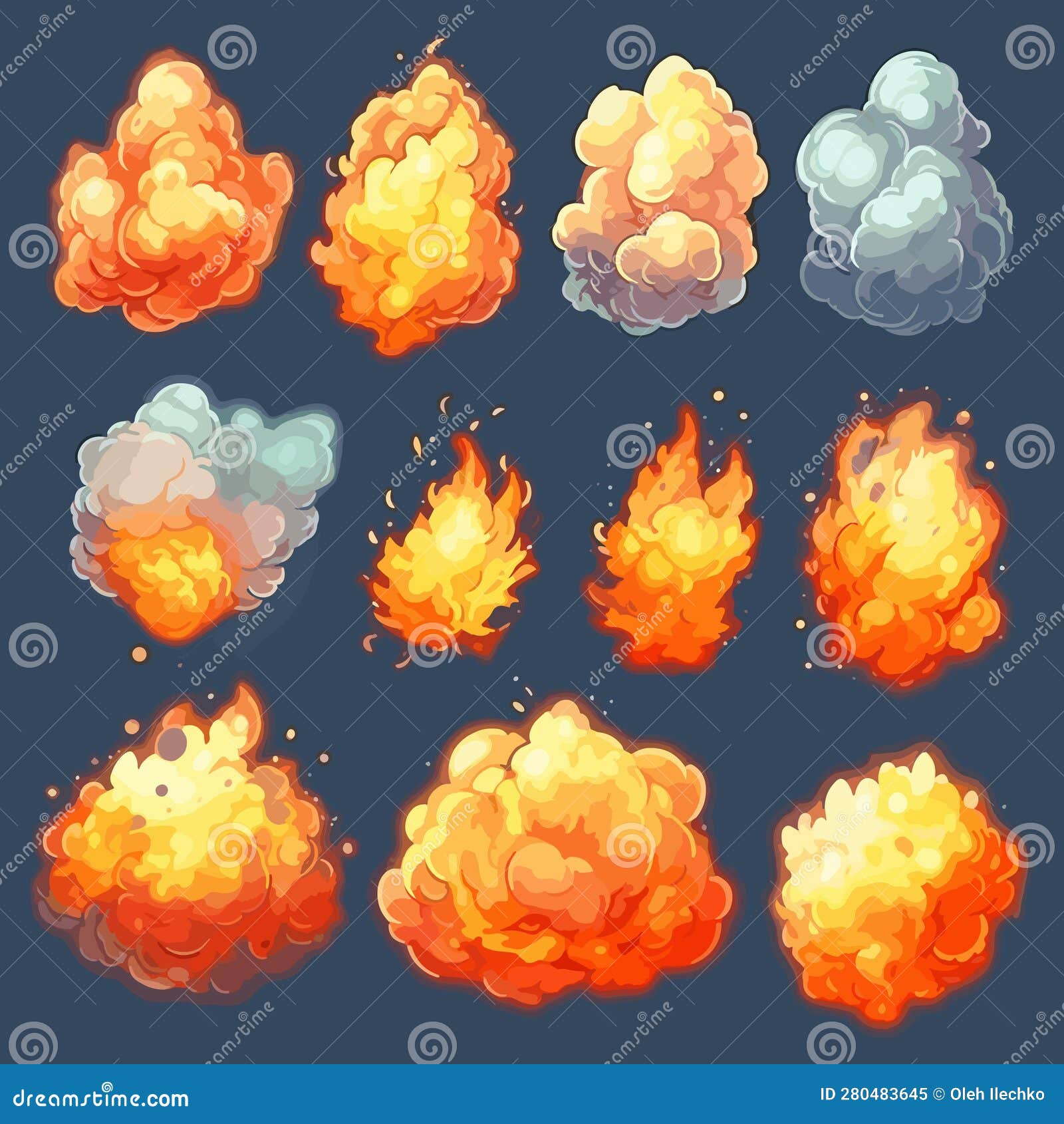 Flames Collection Vector Set Isolated Illustration Stock Vector - Illustration of design ...