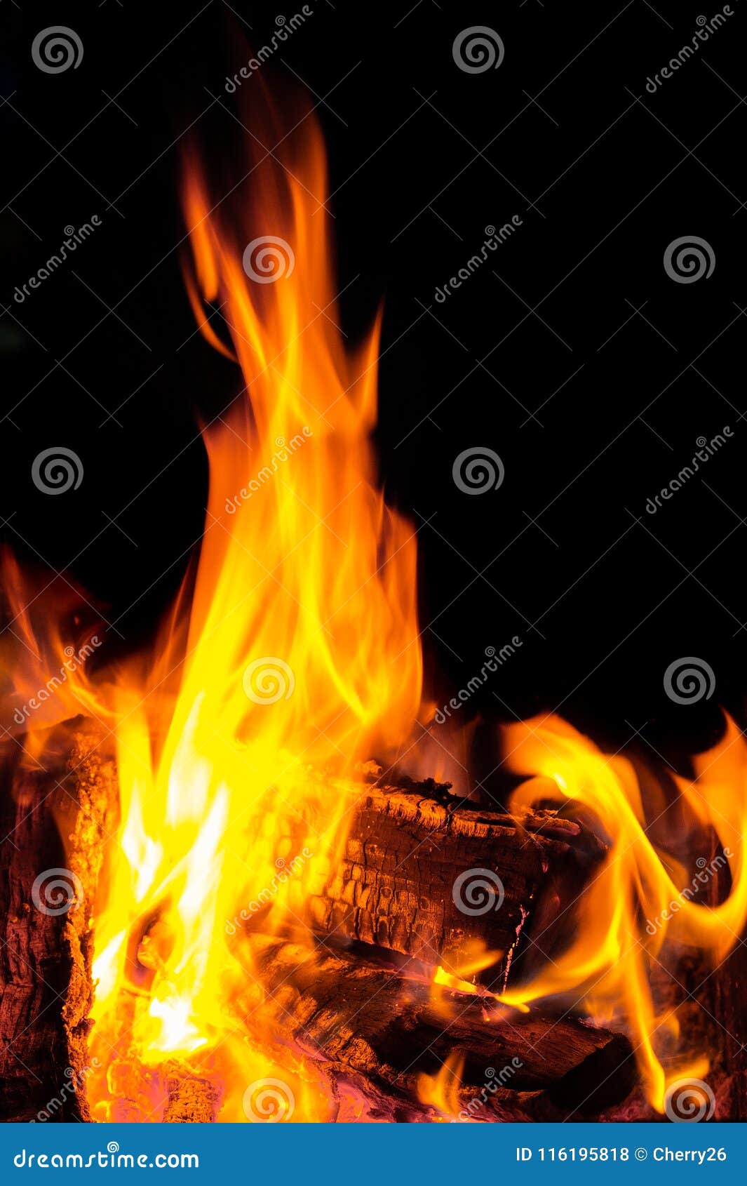 Flames Coming from a Log on Fire. Flame, Heating Stock Photo - Image of ...
