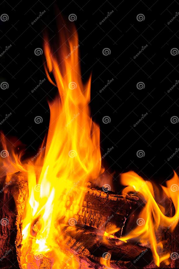 Flames Coming from a Log on Fire. Flame, Heating Stock Photo - Image of ...