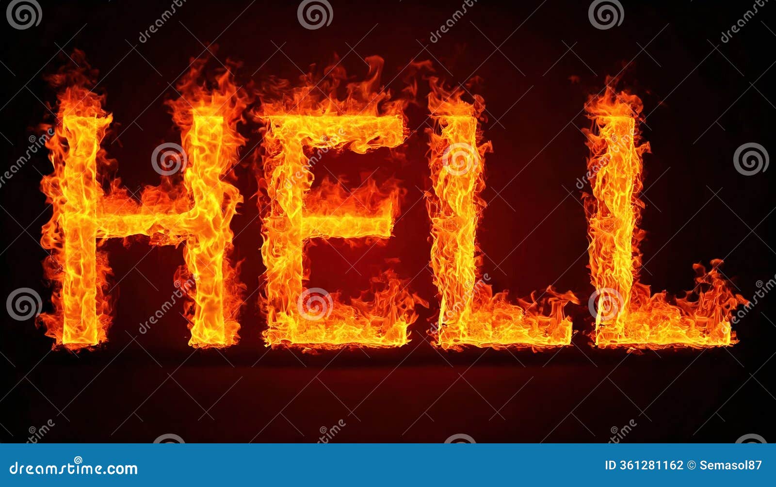 Flames Create the Bold Word Hell in Fiery Letters Against a Dark ...