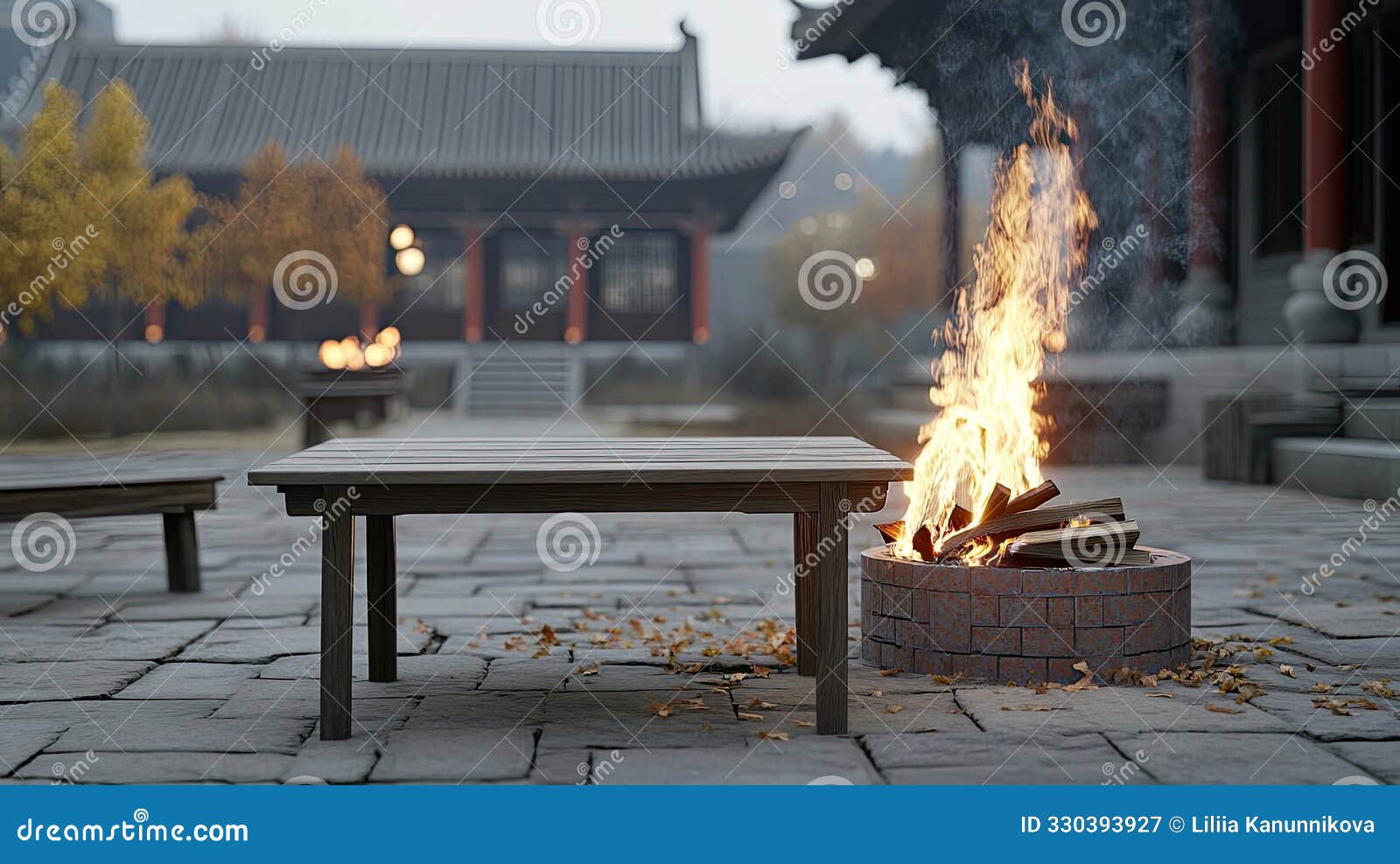 Flames Dance among Burning Wood and Embers, Set within a Charming ...