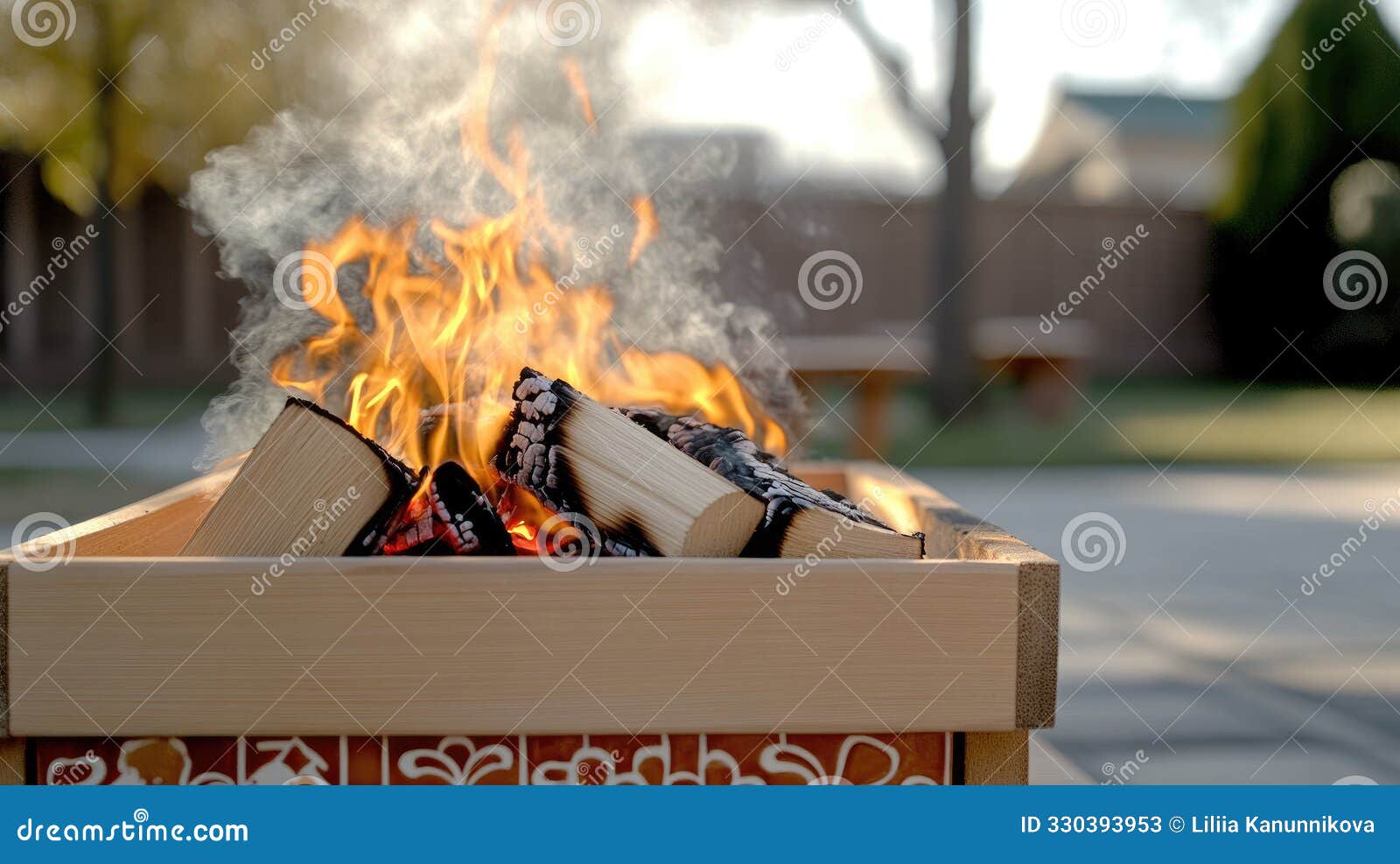 Flames Dance among Burning Wood and Embers, Set within a Charming ...