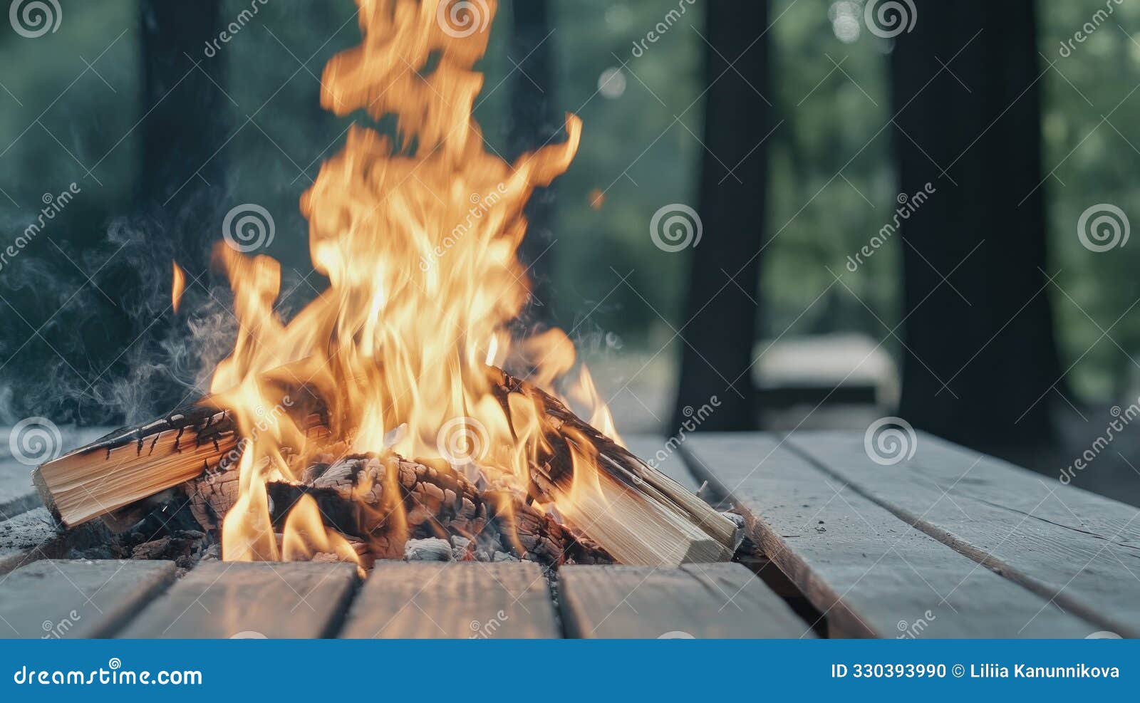 Flames Dance among Burning Wood and Embers, Set within a Charming ...