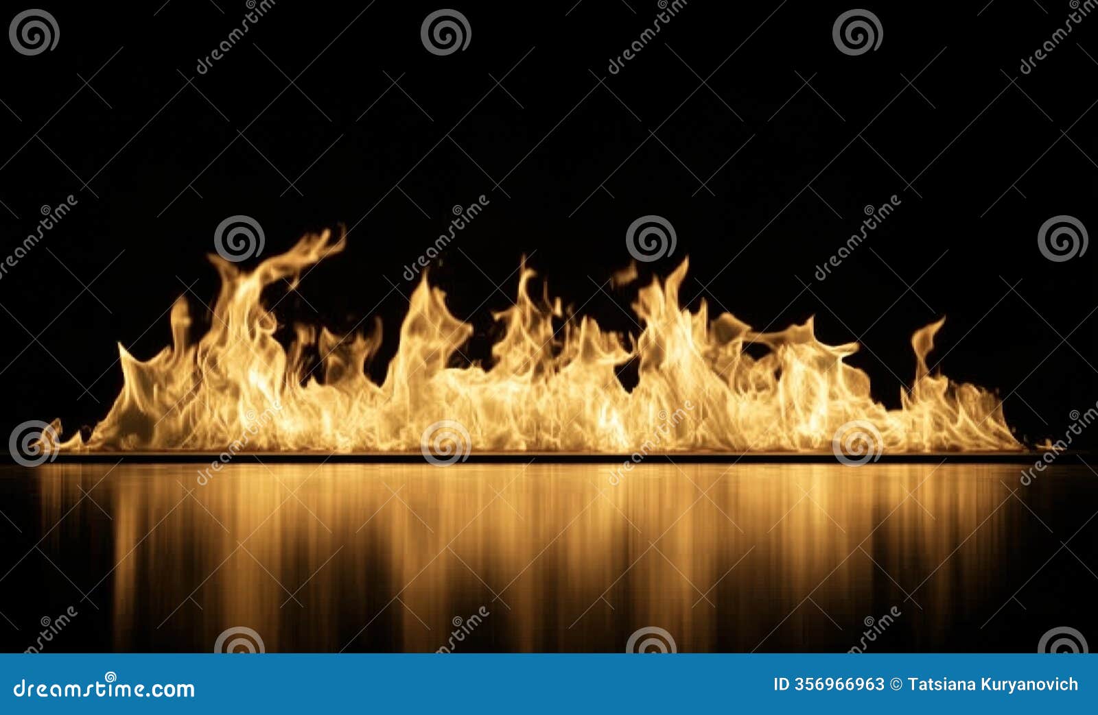 Flames Dancing in Darkness, Captivating Fire Display with Reflections ...