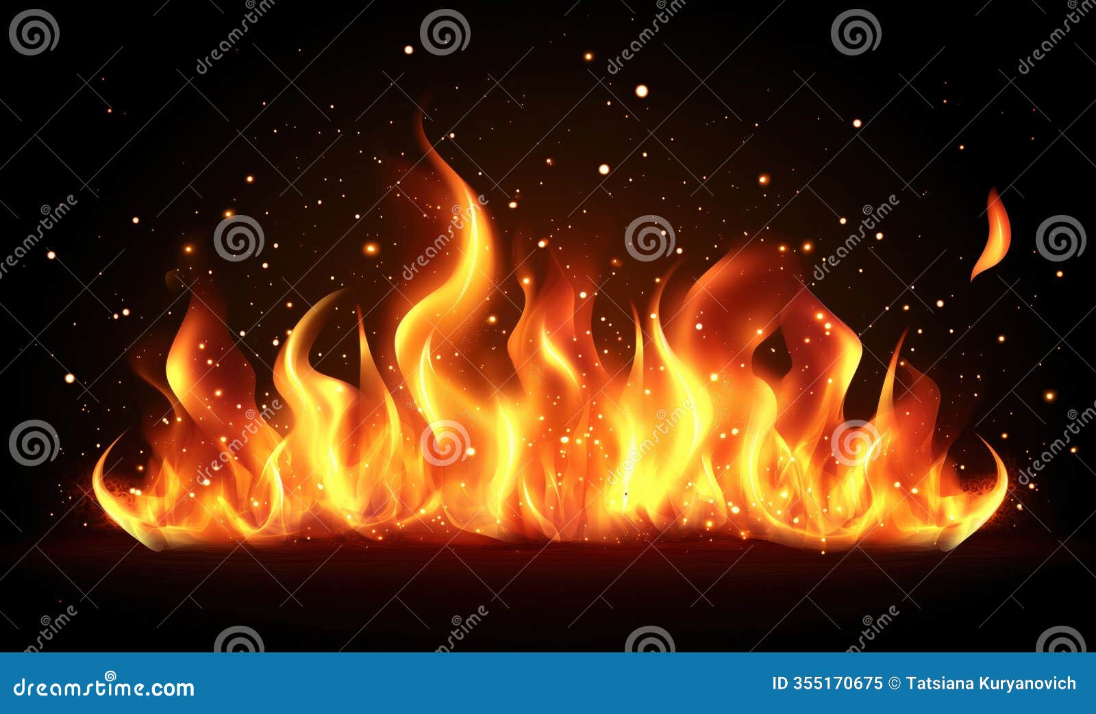 Flames Dancing in Darkness with Sparkling Embers and Glowing Light ...