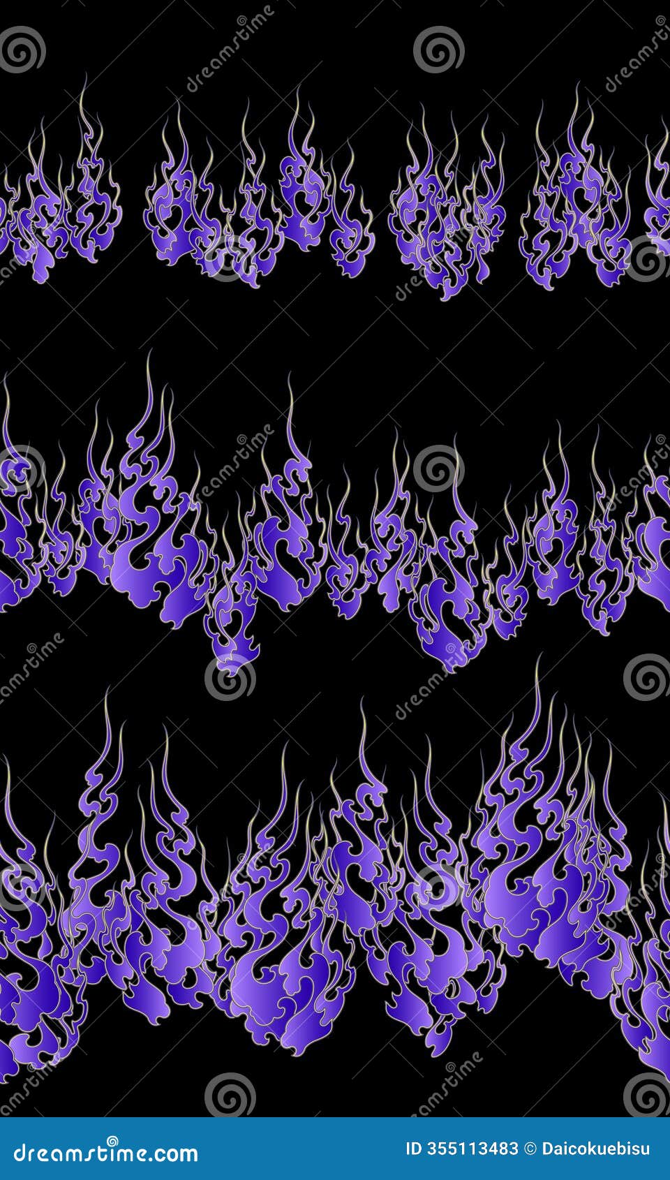 Flame Patterns Drawn Using Traditional Japanese Techniques, Stock ...