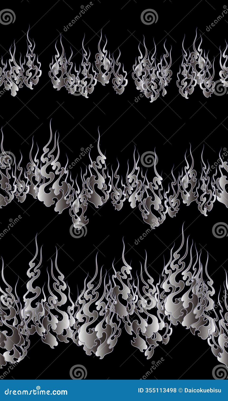 Flame Patterns Drawn Using Traditional Japanese Techniques, Stock ...