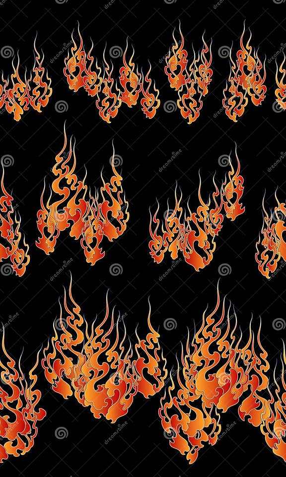 Flame Patterns Drawn Using Traditional Japanese Techniques, Stock ...