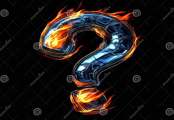 Flames Emerge from a Neon Question Mark Stock Image - Image of query ...