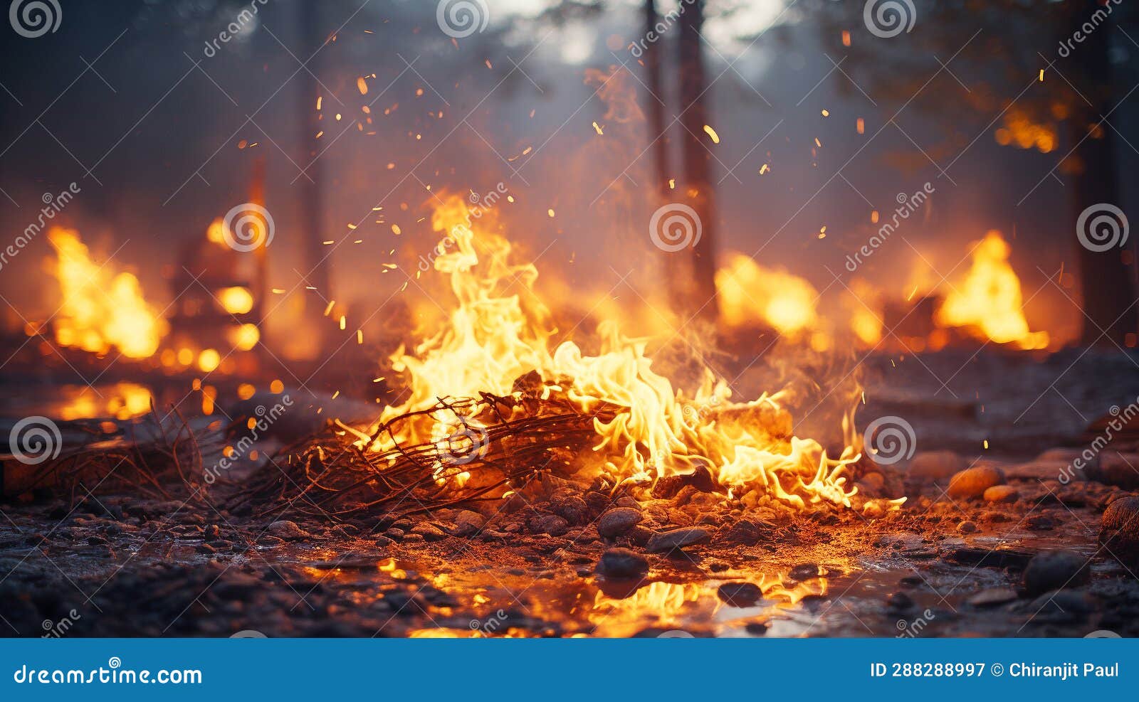 Flames Engulf the Forest Nature Inferno Burning Stock Illustration ...