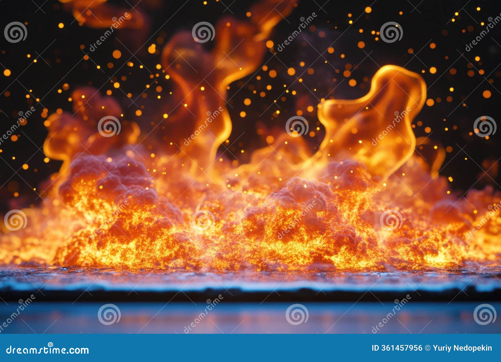 Flames Erupting from a Surface Creating an Intense Fire Display with ...