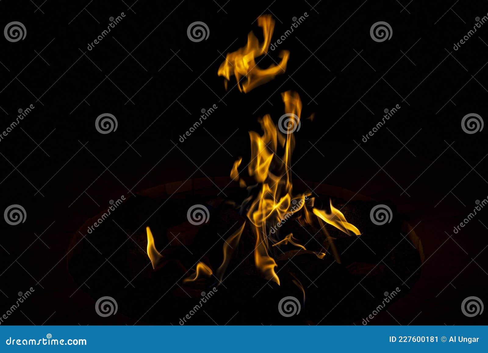 Flames from a Fire Pit stock image. Image of pits, structure - 227600181