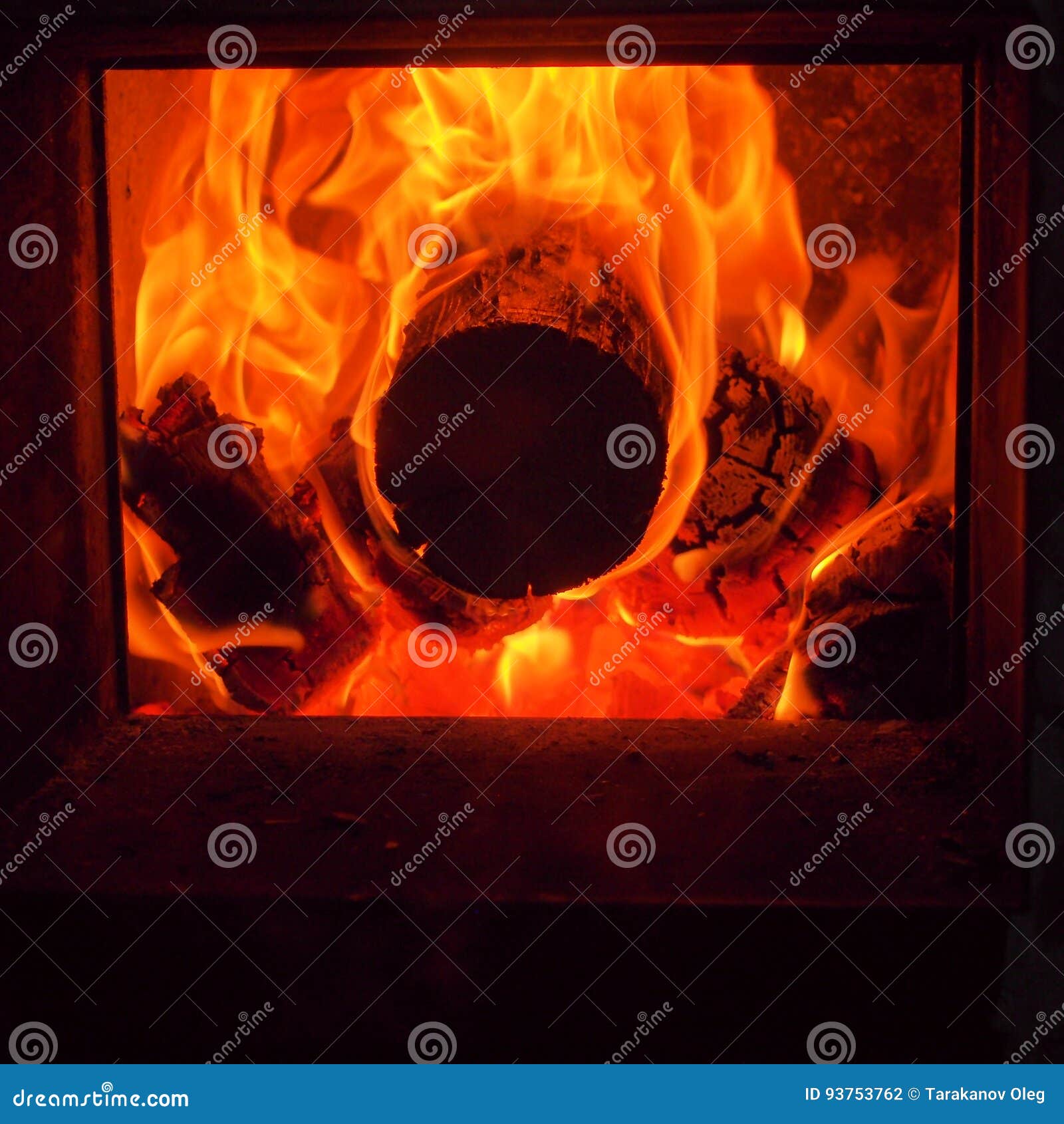 The Flames In The Firebox. Burning Firewood. The Firebox Of The Royalty ...