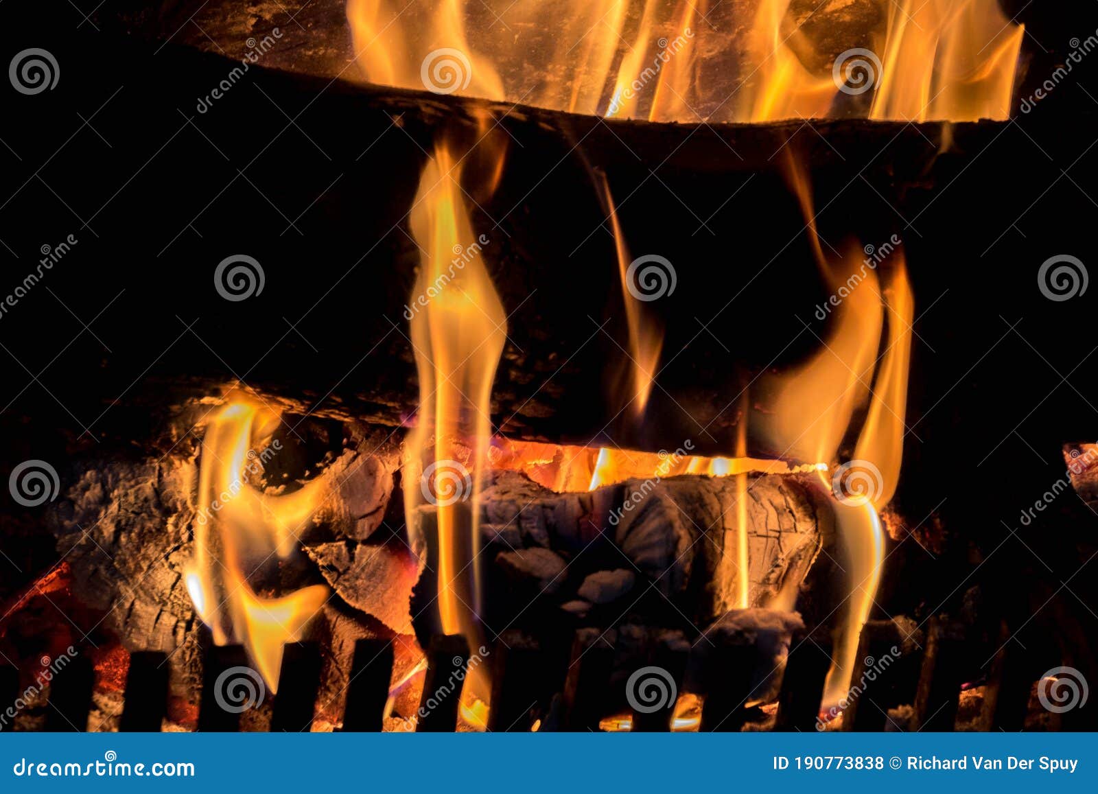 Flames in a Fireplace Isolated Stock Photo - Image of fireplace ...