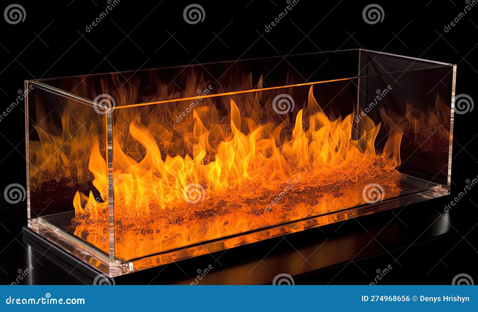 Flames Flicker through Transparent Glass Surface Creating Using ...
