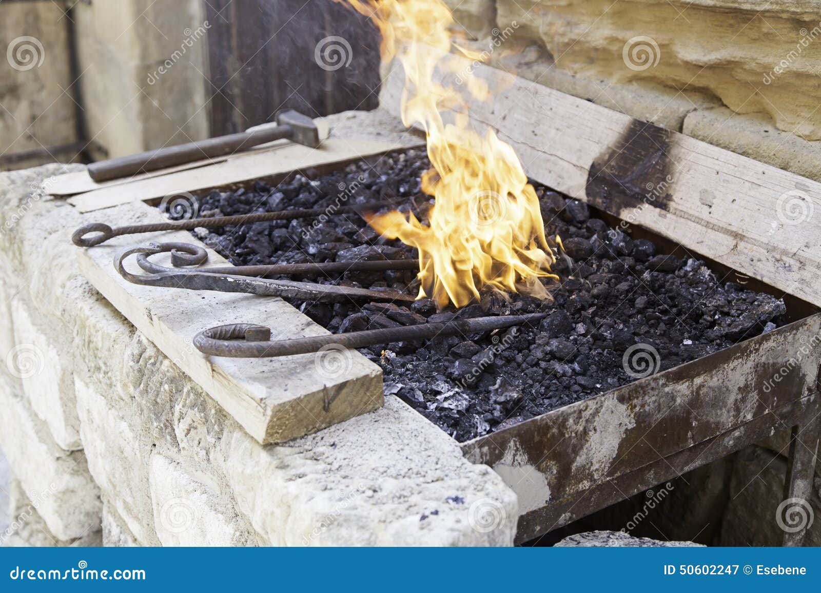 Flames in a forge stock image. Image of bonfire, craft - 50602247
