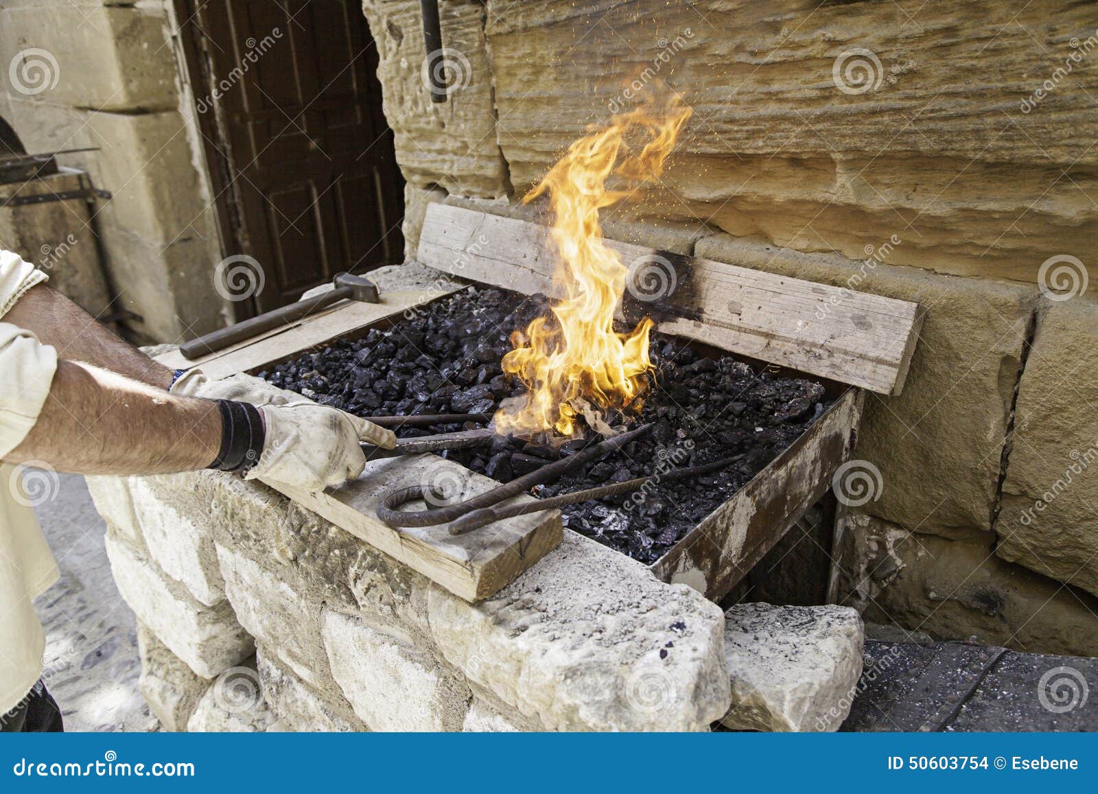 Flames in a forge stock photo. Image of metal, heat, blacksmith - 50603754