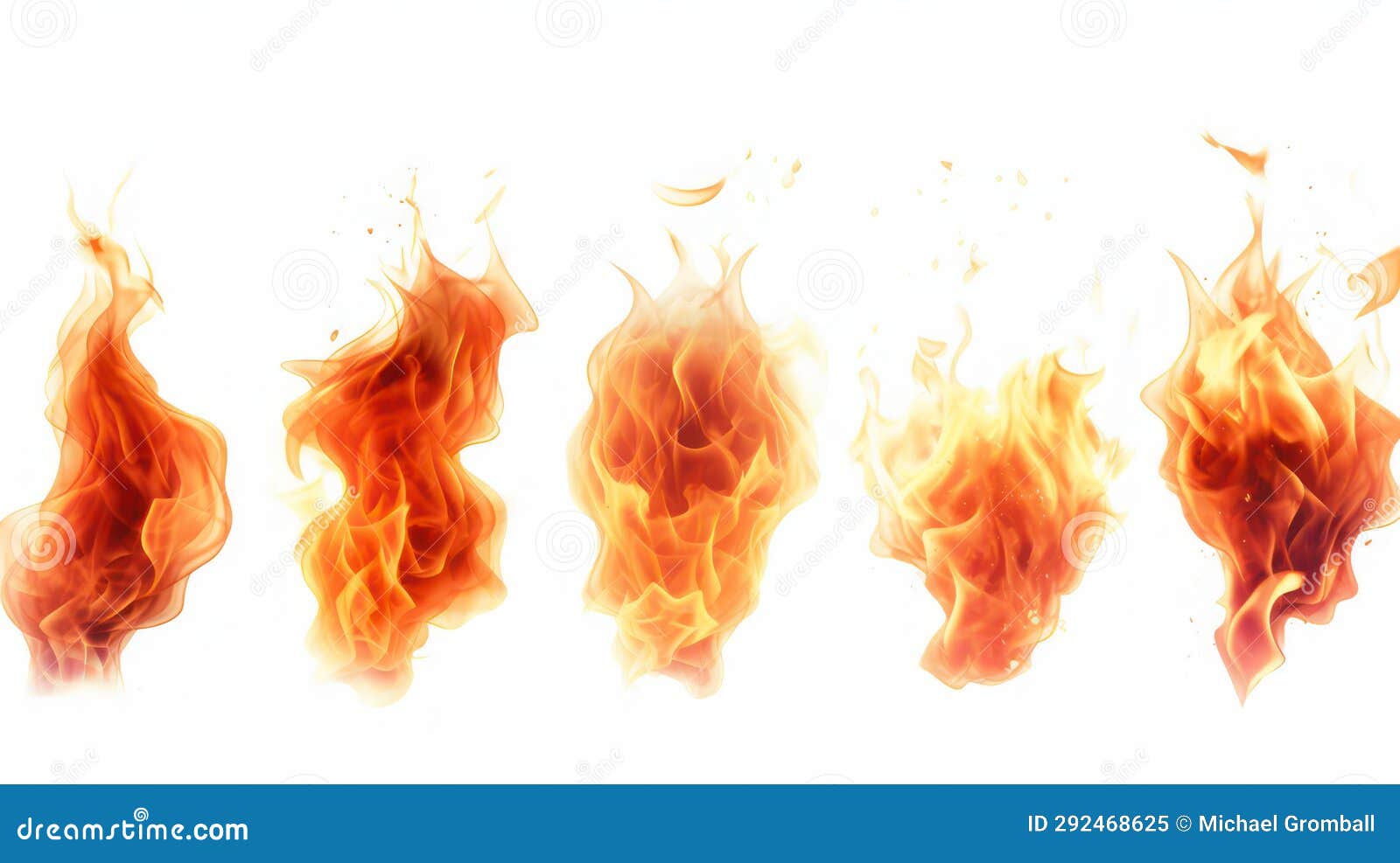 Flames Isolated on White Created with Generative AI. Burning Fire with ...