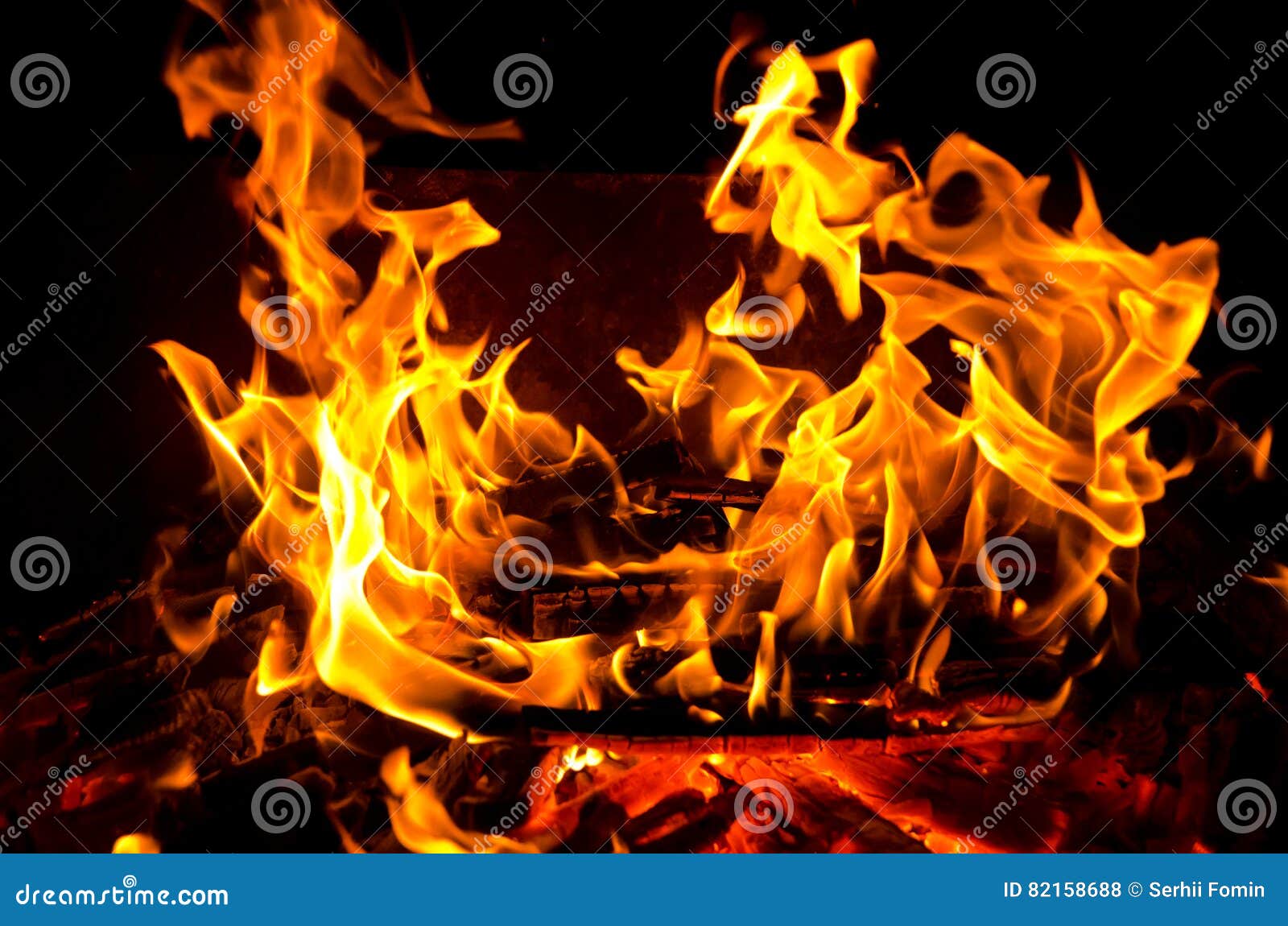 Flames Lit the Fire, Warming His Warmth in Cold Weather. Rules of Safe ...